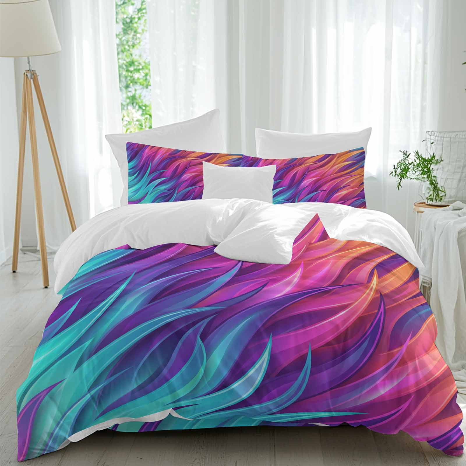 Abstract Gradient Art Duvet Cover Set Full Size, Blue Purple Pink Ombre ...