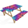 Abstract Gradient Art Picnic Table Cover with Bench Covers Blue Purple ...