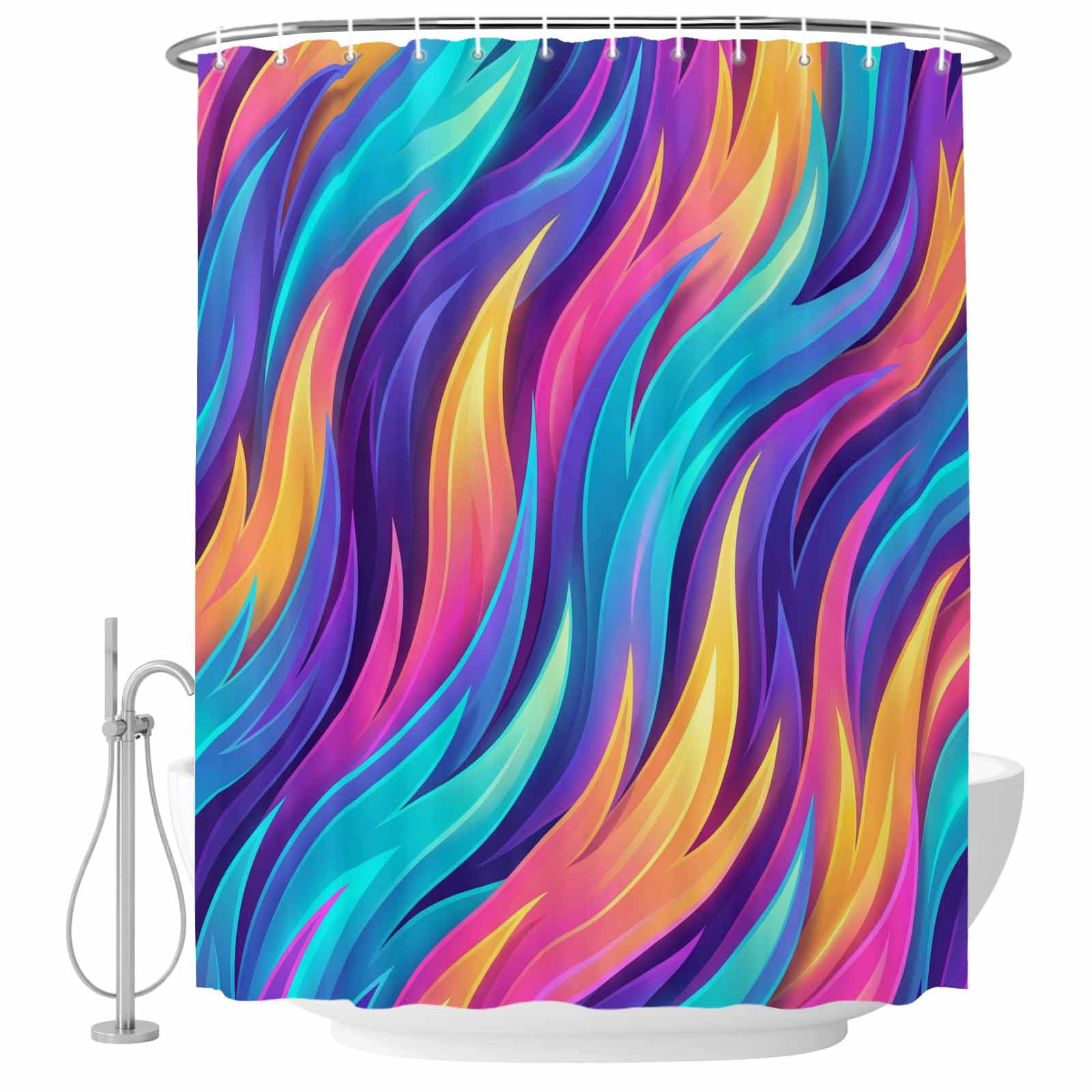 Abstract Gradient Art Shower Curtain for Bathroom, Blue Purple Yellow ...