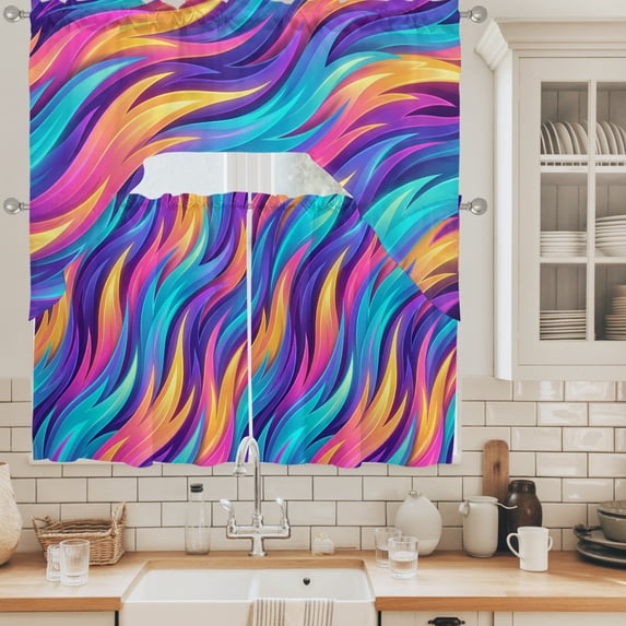Abstract Gradient Art Swag Curtains Valance and Tier Set, Blue Purple ...