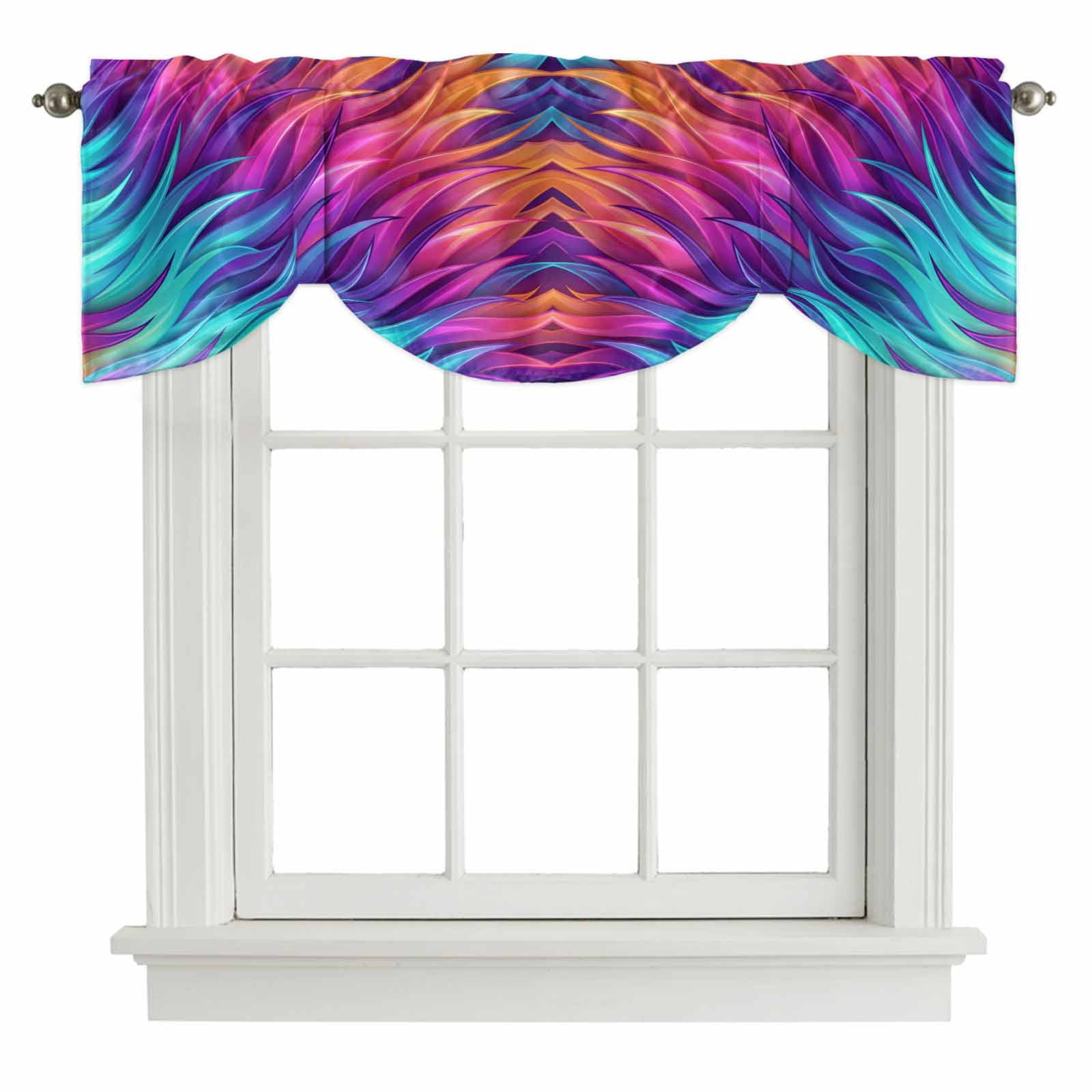 Abstract Gradient Art Tie Up Valance Curtains Blue Purple Pink Ombre ...