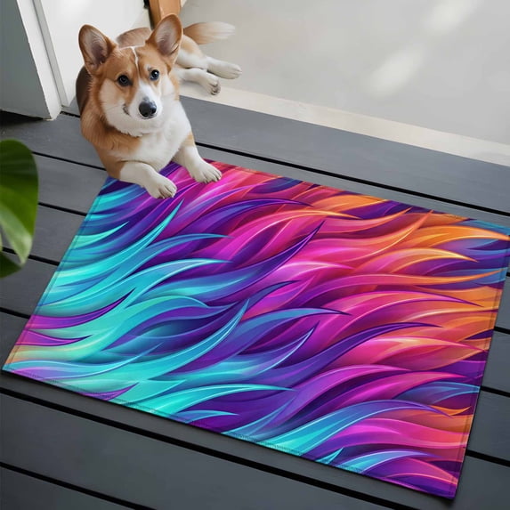 Abstract Gradient Art Washable Entry Rug 2x3 Blue Purple Pink Ombre ...
