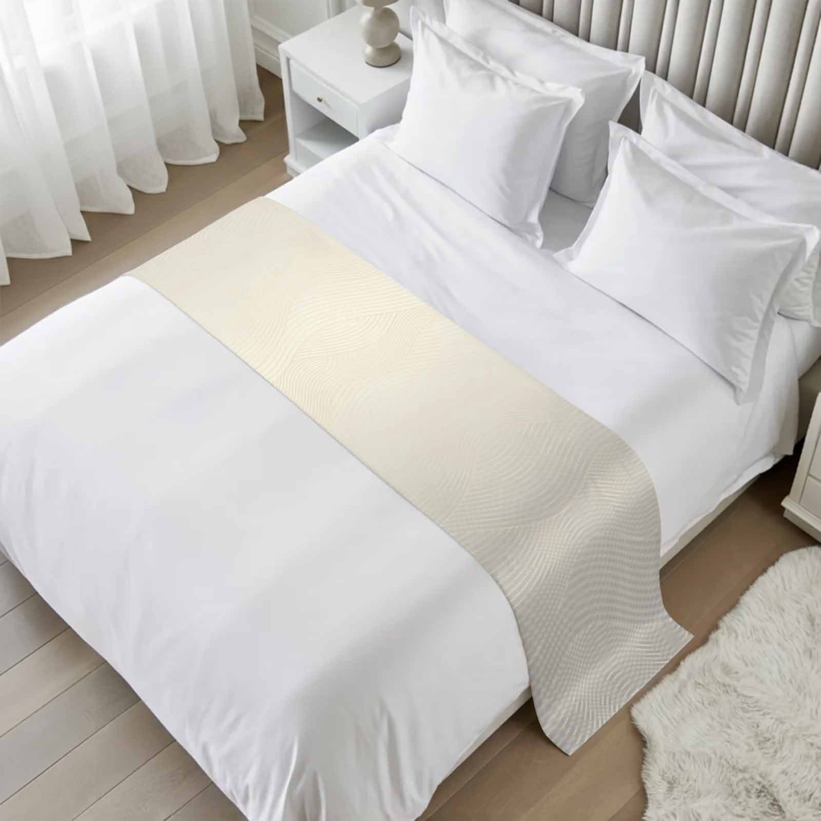 Abstract Gradient Bed Runner Scarf, Line Art King Bed Scarf Runner, No ...