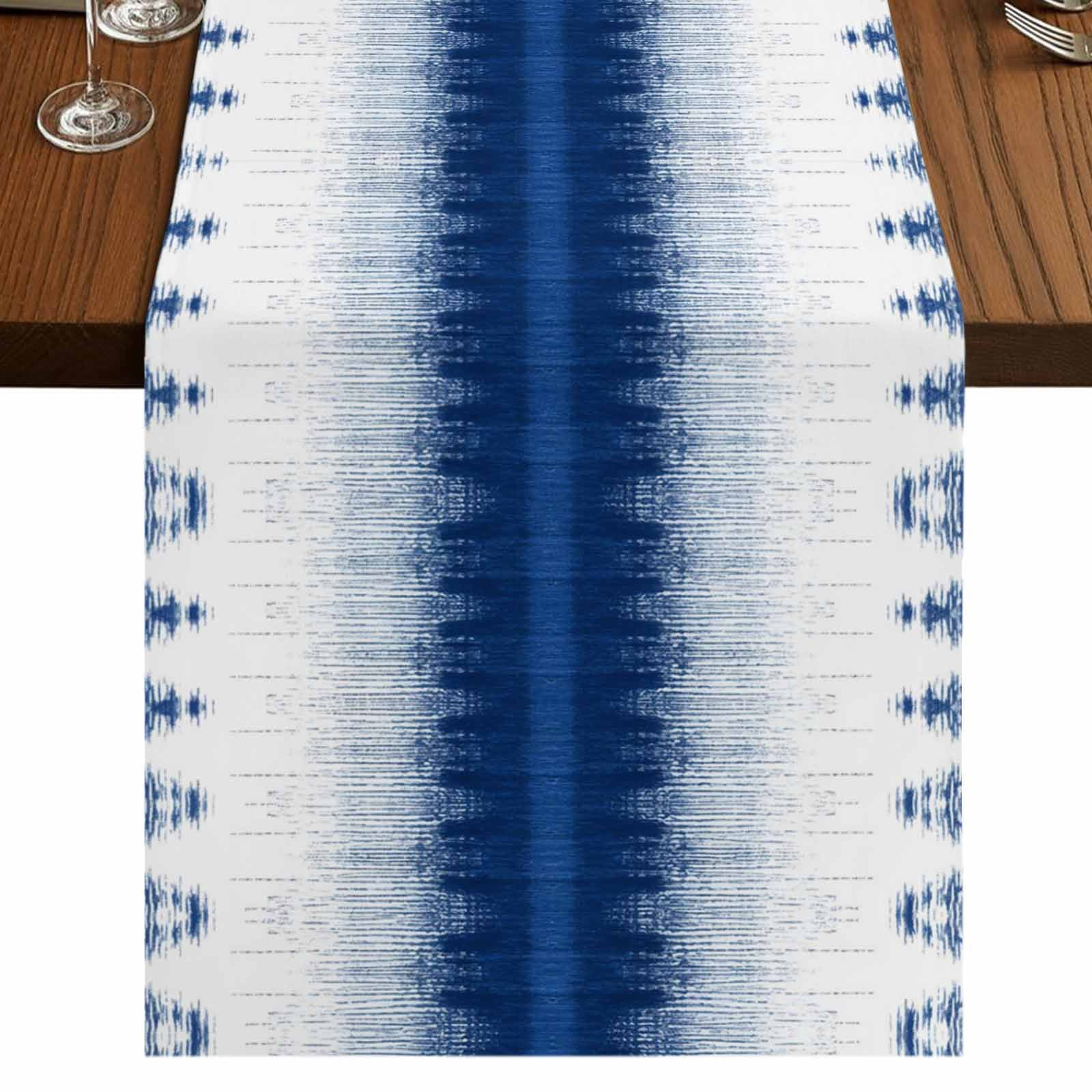 Abstract Gradient Blue Burlap Cotton Table Runner 16x72 Inches Long ...