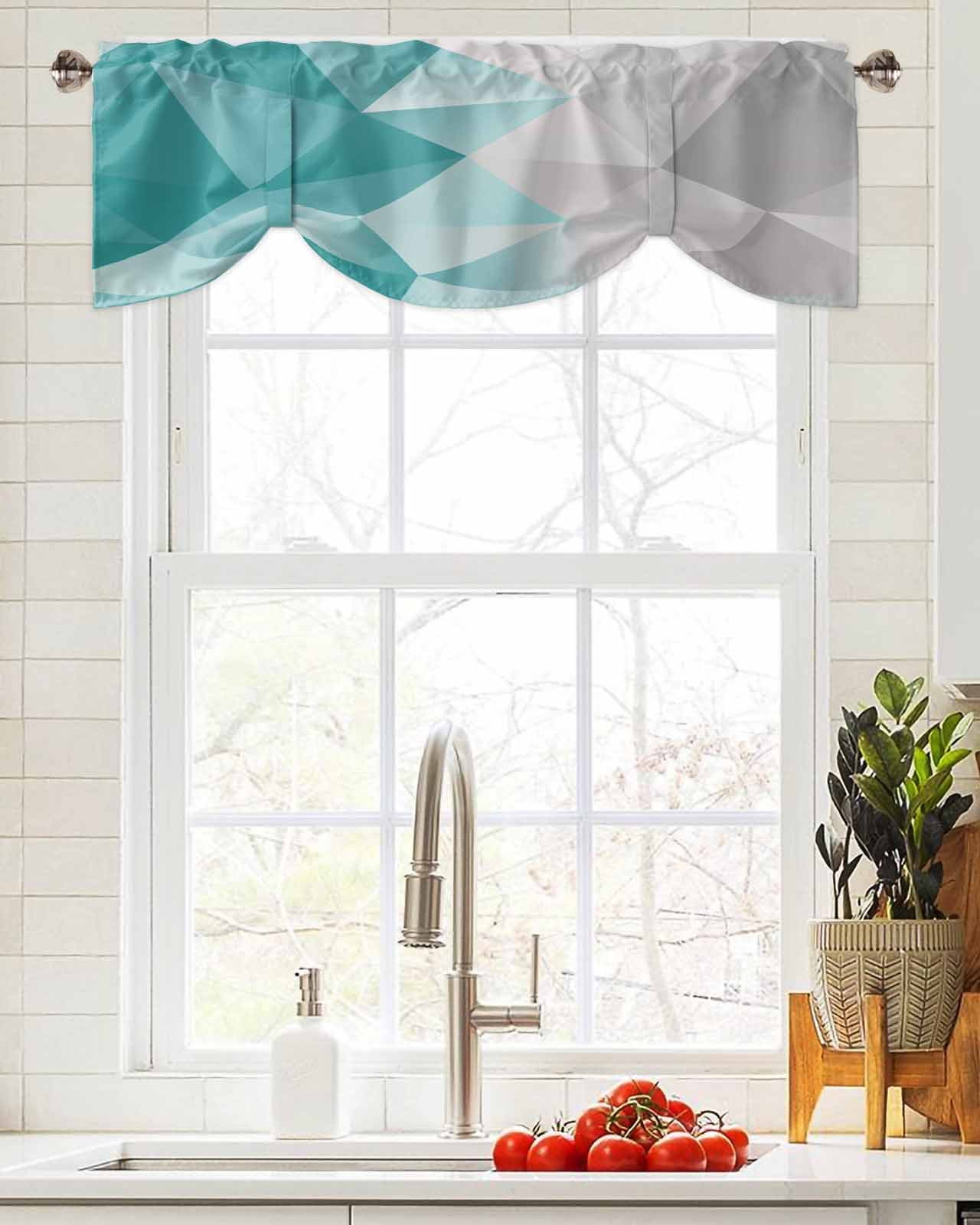 Abstract Gradient Blue Green Gray Triangle Window Curtain Living Room ...