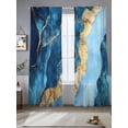 Abstract Gradient Blue Marbling Chiffon Sheer Curtains 84 Inches Long ...