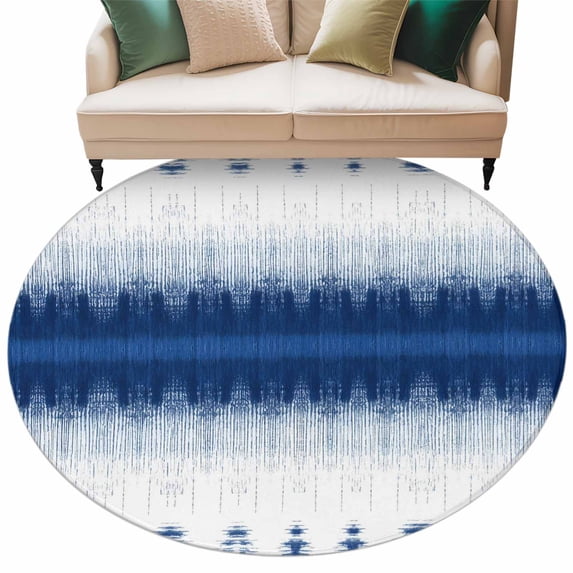 Abstract Gradient Blue Round Rug 7ft Washable Circle Rugs Non Slip ...