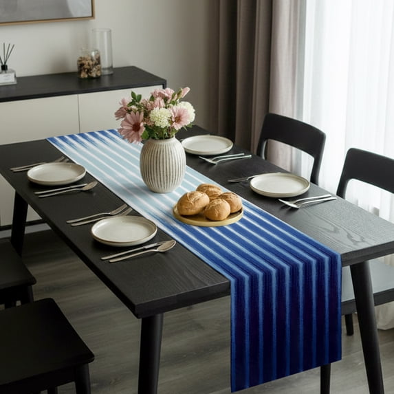 Abstract Gradient Blue Striped Table Runner 36 Inches Long,Kitchen ...