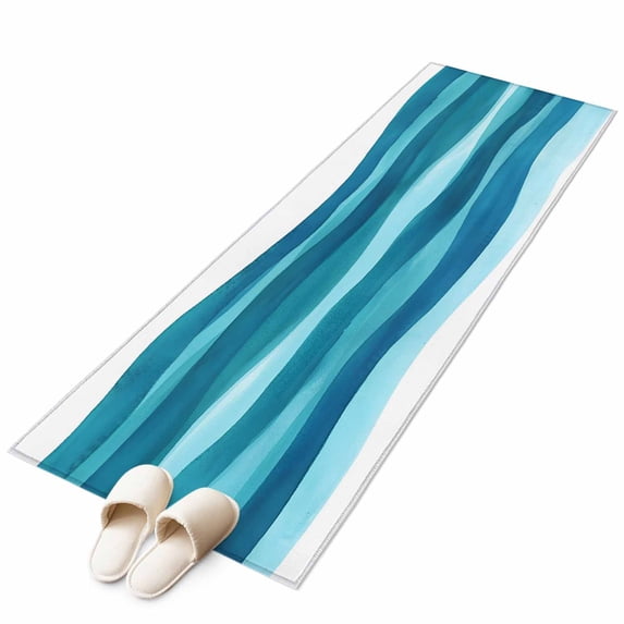 Abstract Gradient Blue Waves Non-Slip Non-Shedding Floor Mat, Modern ...