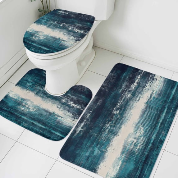 Abstract Gradient Blue White Bathroom Rugs Set Nature Minimalist Art ...