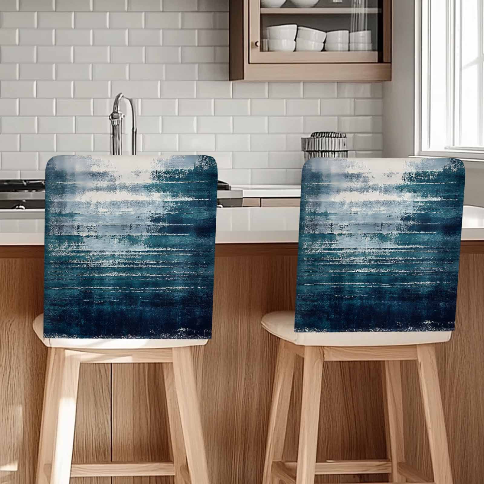 Abstract Gradient Blue White Chair Covers Set of 4 Nature Minimalist ...