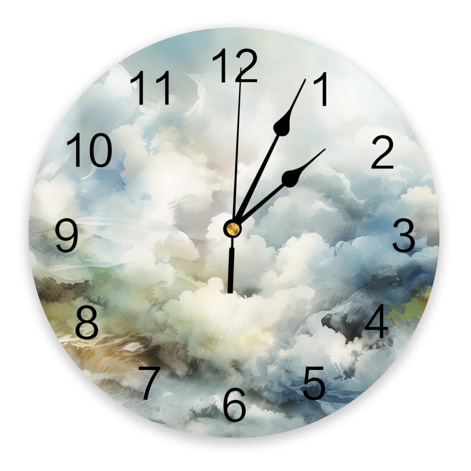 Abstract Gradient Clouds Wall Clock Large Modern Kitchen Dinning Round ...