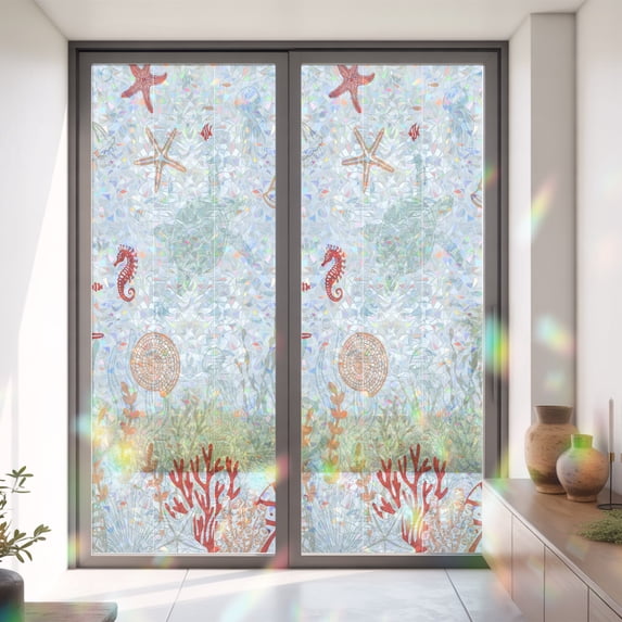 Abstract Gradient Coral Turtle Conch Window Privacy Film, Rainbow Film ...