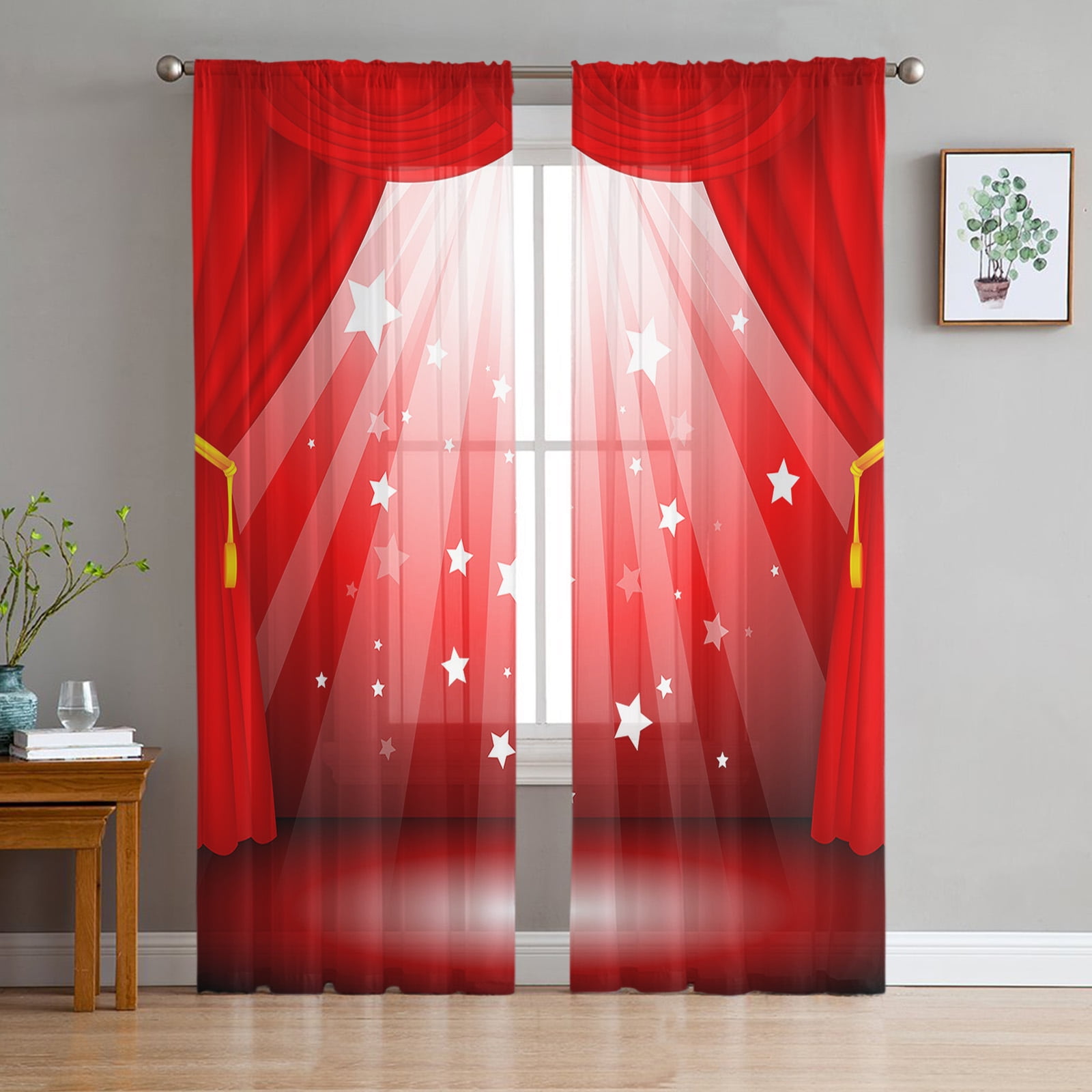 Abstract Gradient Distorted Blue Bedroom Transparent Sheer Curtains ...