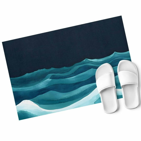 Abstract Gradient Door Mat Water Ripple Teal Blue Ocean Modern Art Non ...