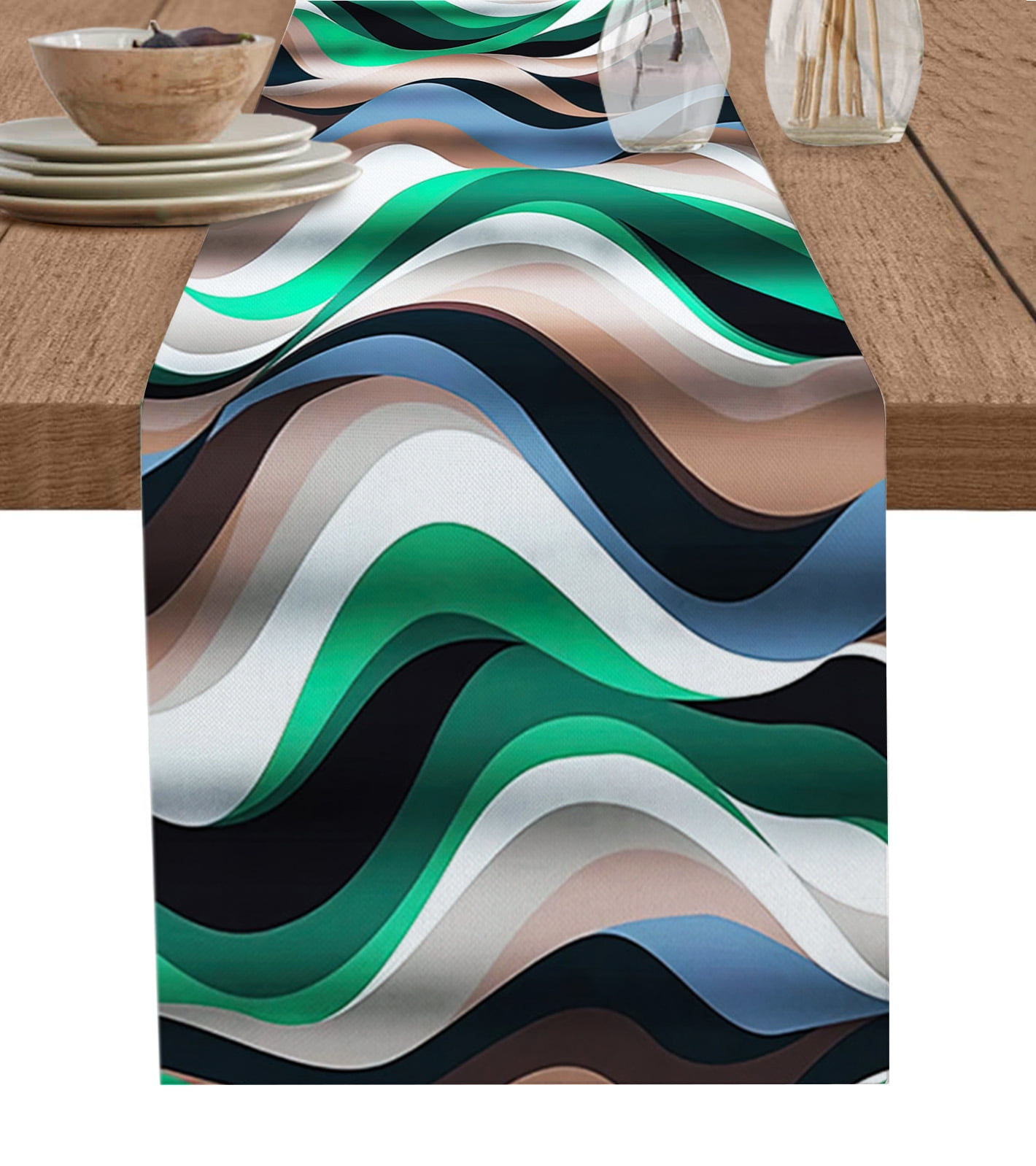 Abstract Gradient Drapery Twisted Red Table Runner ration Home r Dinner ...