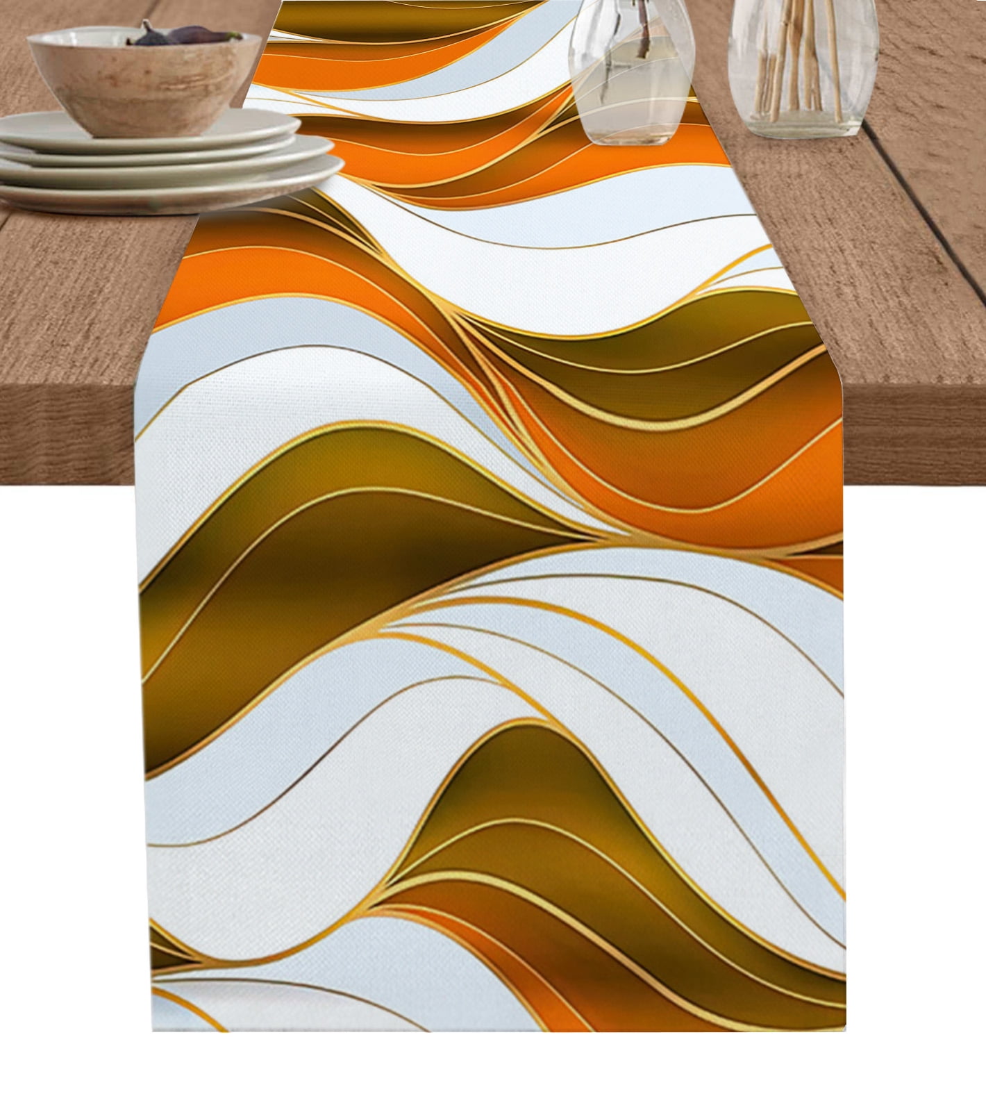 Abstract Gradient Drapery Twisted Red Table Runner ration Home r Dinner ...