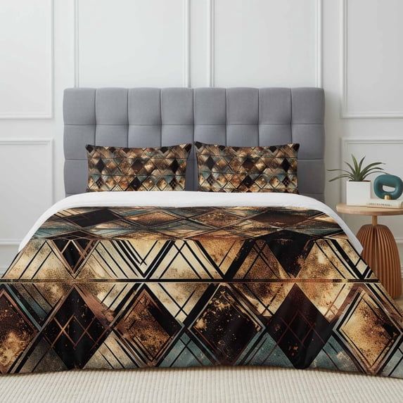 Abstract Gradient Duvet Cover Set King Size, Squares Argyle Lines ...