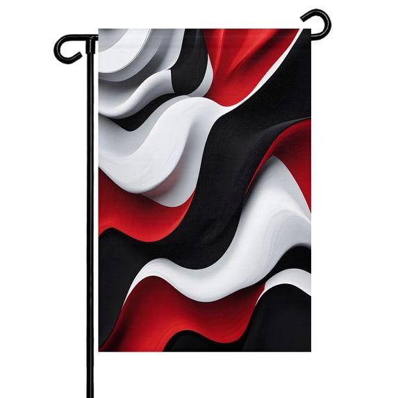 Abstract Gradient Garden Flag 28x40 Inch Black Red White Water Ripple ...