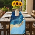 Abstract Gradient Gold Art Table Runner 90 Inch Long Marbling Stone ...