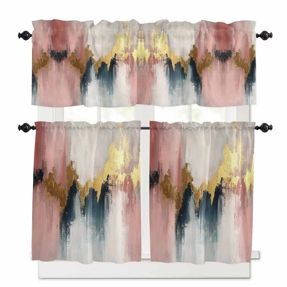 Abstract Gradient Kitchen Curtains Valance and Tier Set Vintage Color ...