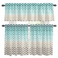 Abstract Gradient Kitchen Curtains and Valances Set, Stripes Teal Brown ...