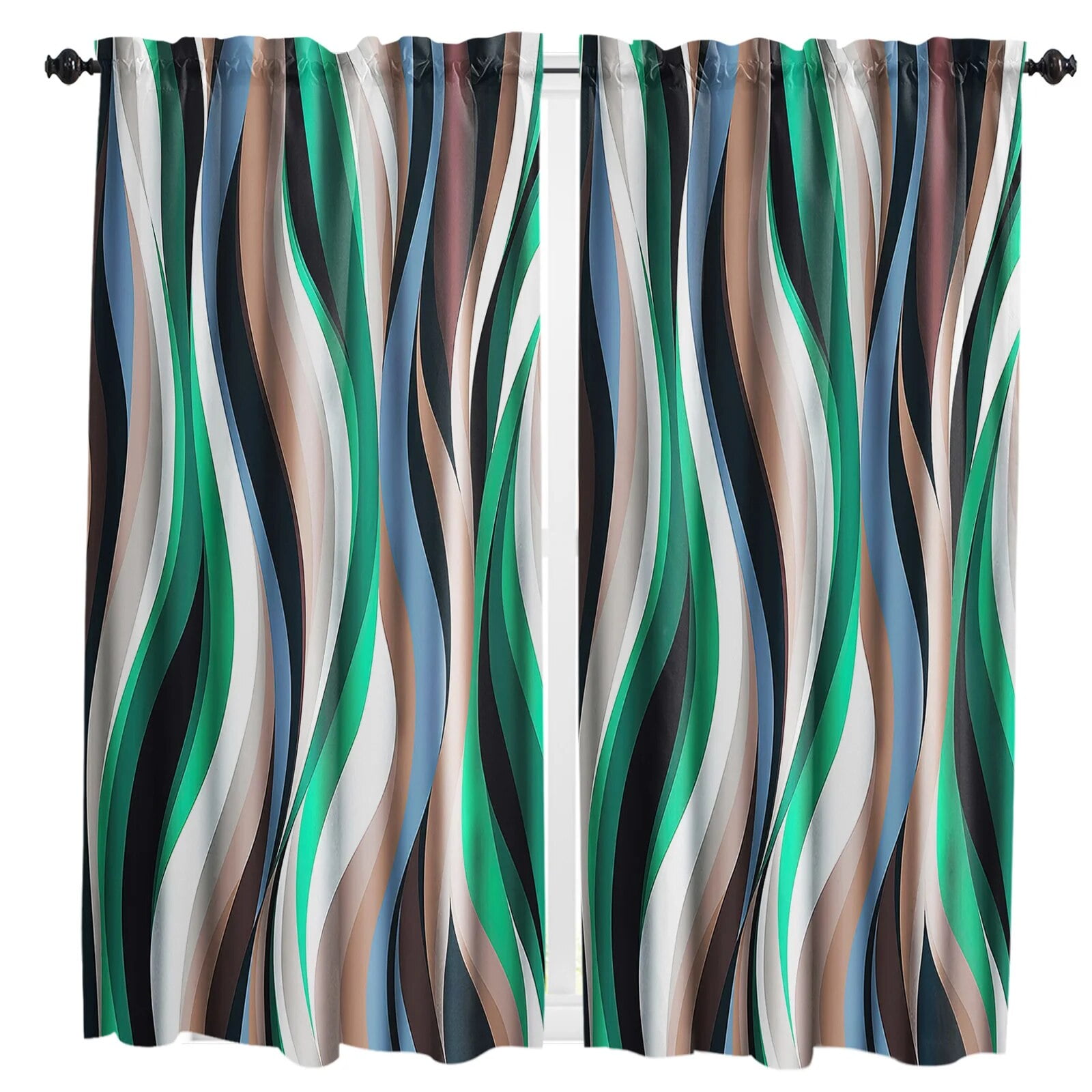 Abstract Gradient Line Color Block Curtain Home Decoration Living Room ...