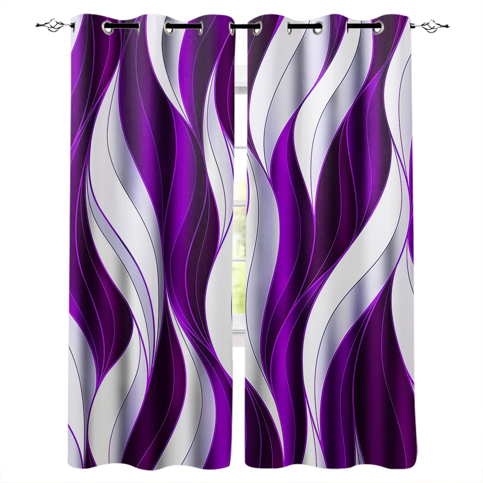 Abstract Gradient Line Color Block Red Curtains for Living Room Kids ...