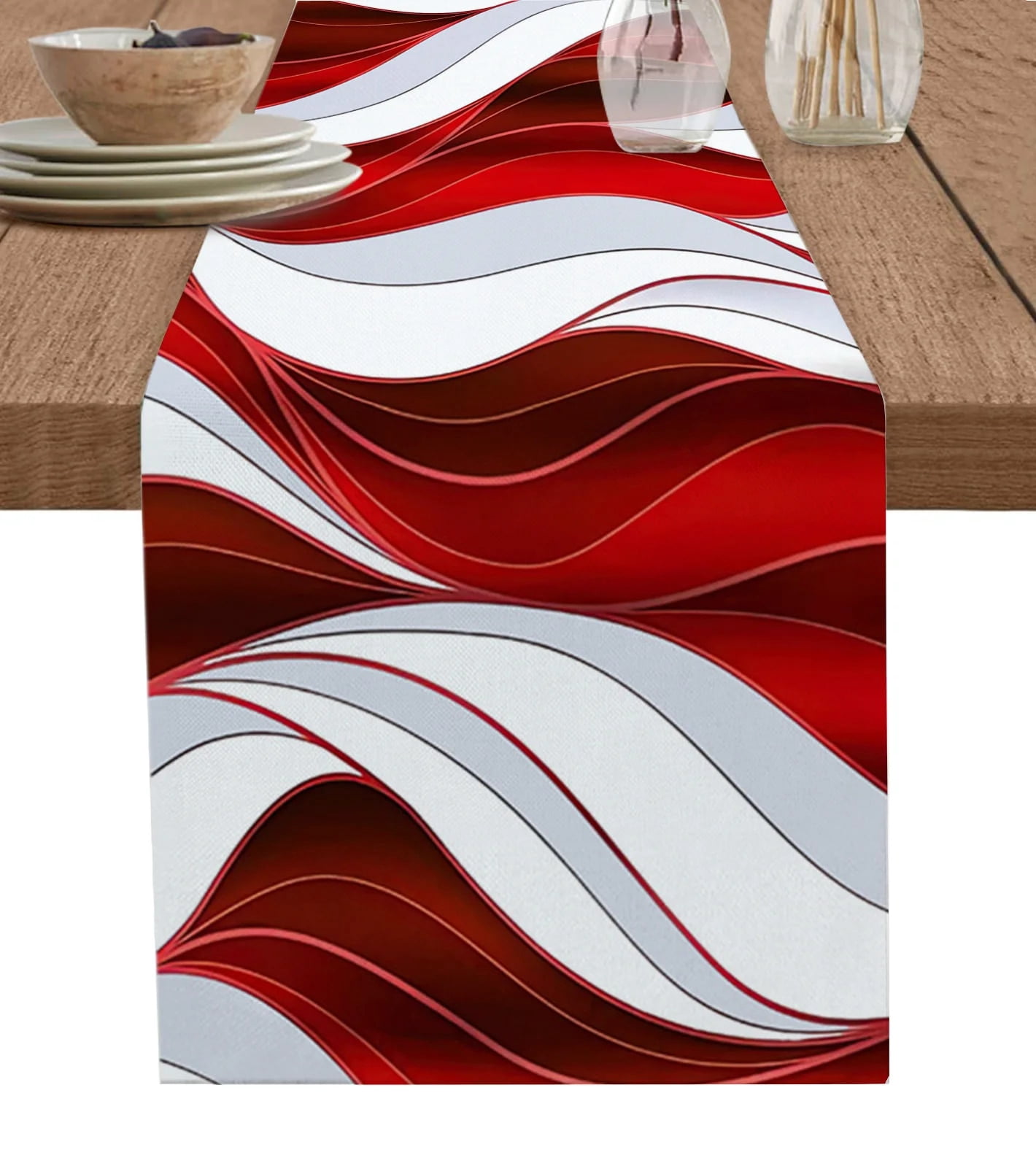 Abstract Gradient Line Color Block Red Table Runner Wedding Party Table ...