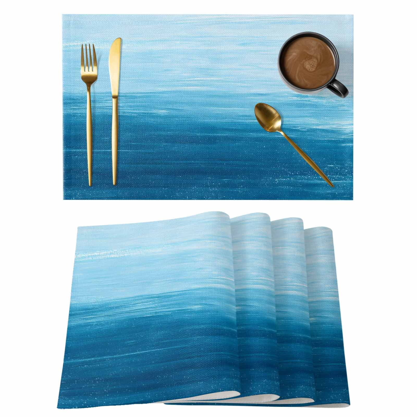 Abstract Gradient Line Graffiti Arts Placemats Set of 6,Wipeable ...