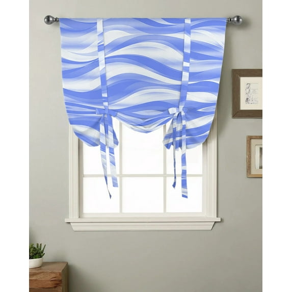 Abstract Gradient Line Light Blue Kitchen Short Window Curtain Rod ...