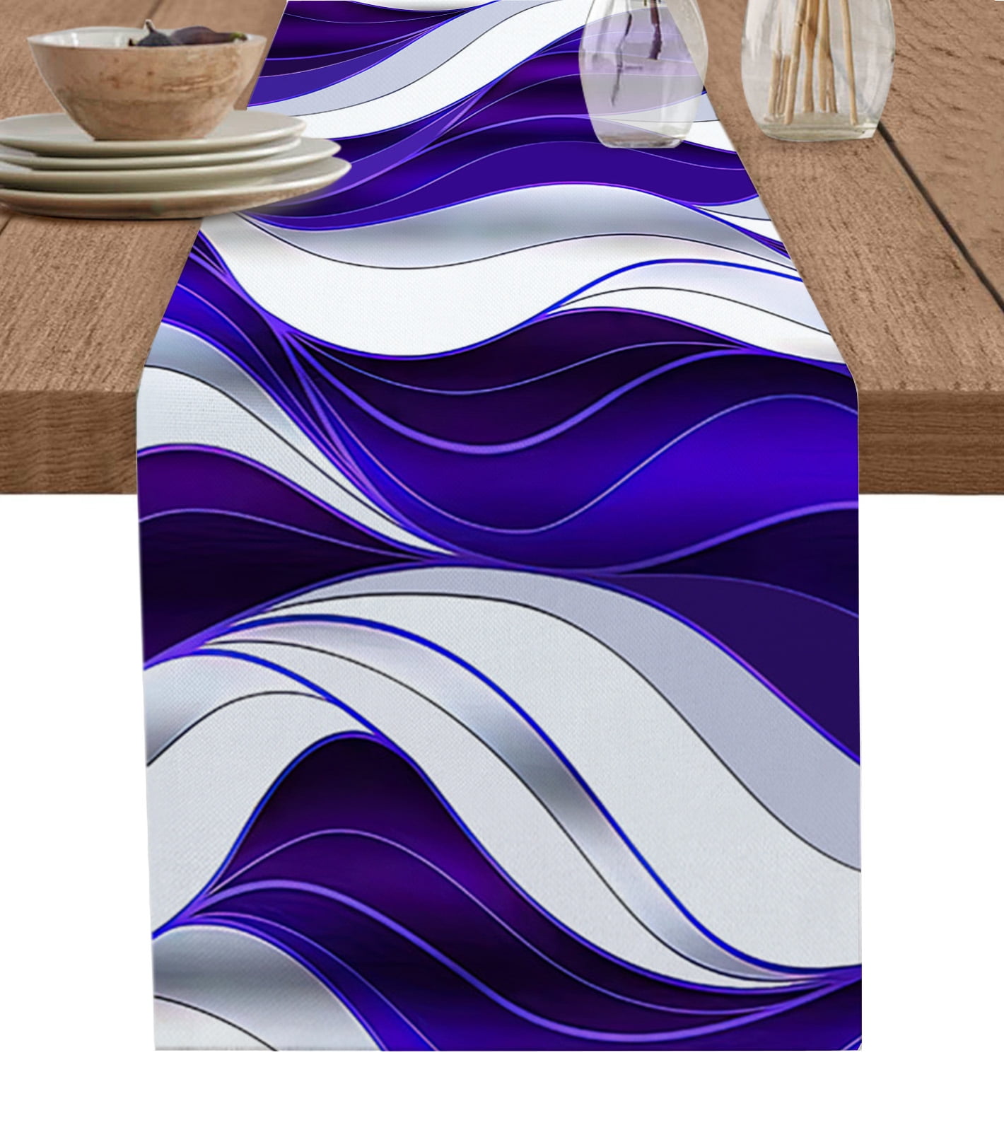 Abstract Gradient Lines Twisted Purple Table Runner ration Home r ...