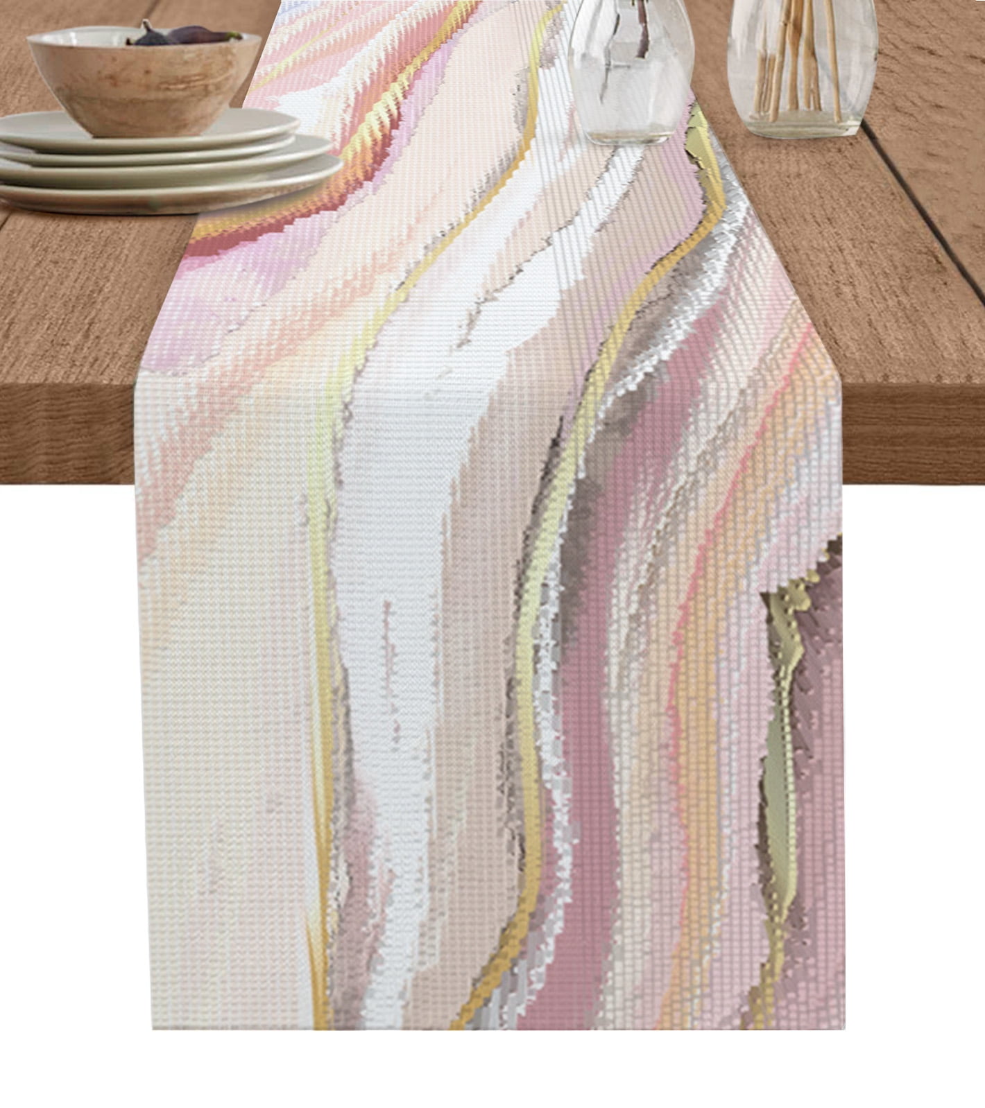 Abstract Gradient Marble Texture Table Runner ration Home r Dinner ...