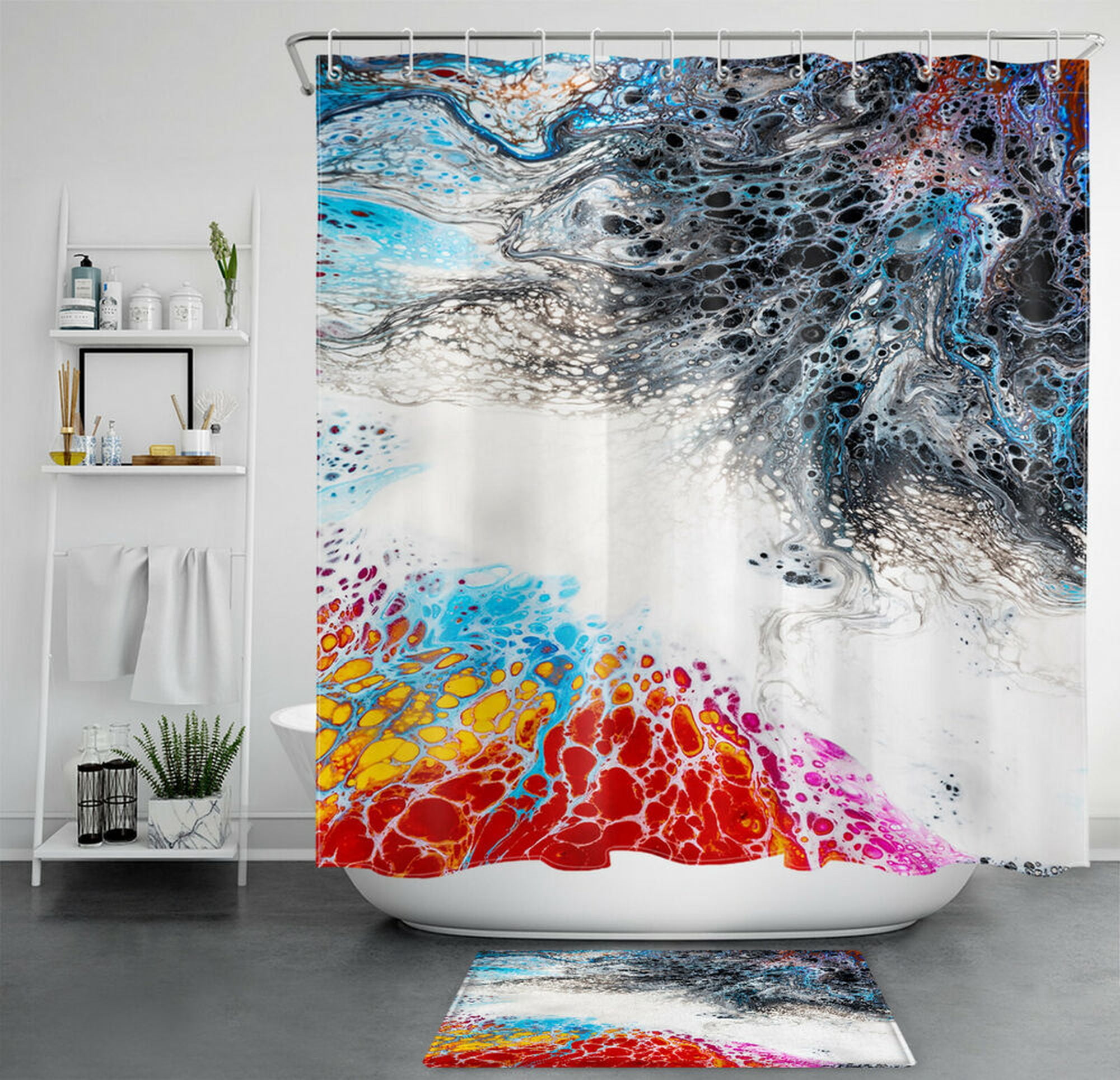 Abstract Gradient Marbling Modern Art Decoration Shower Curtain ...