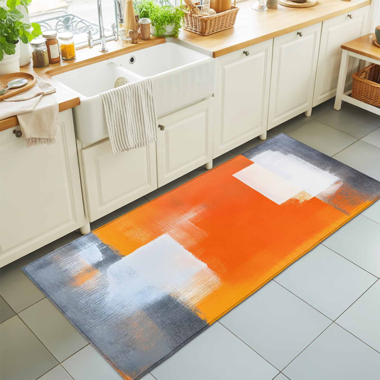 Abstract Gradient Oil Painting Style Rectangle Rug 2'x6' Watercolor ...
