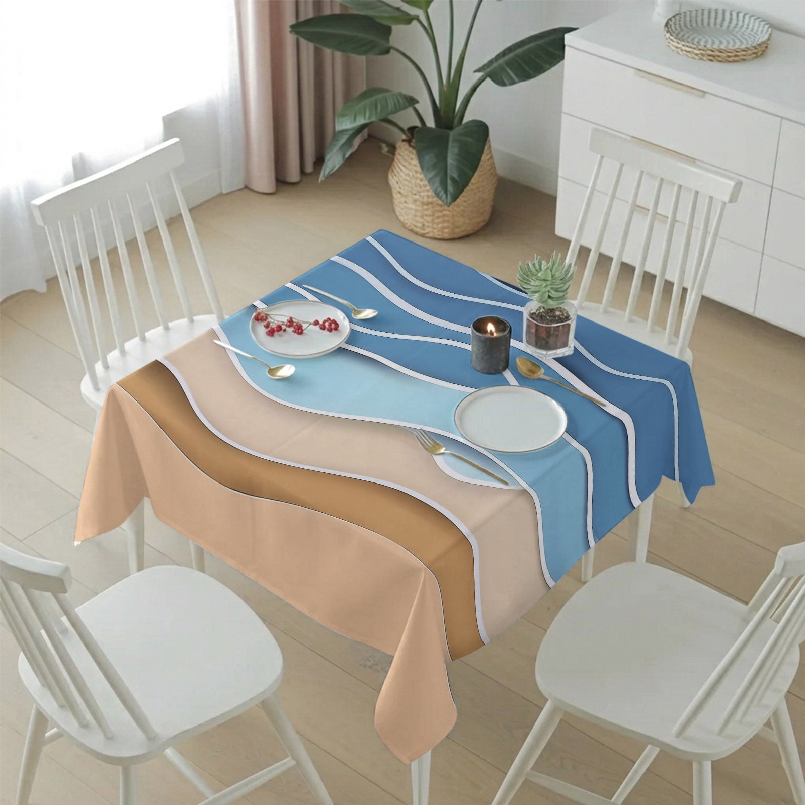 Abstract Gradient Orange Blue Water Ripple Table Cloth 54x54in ...