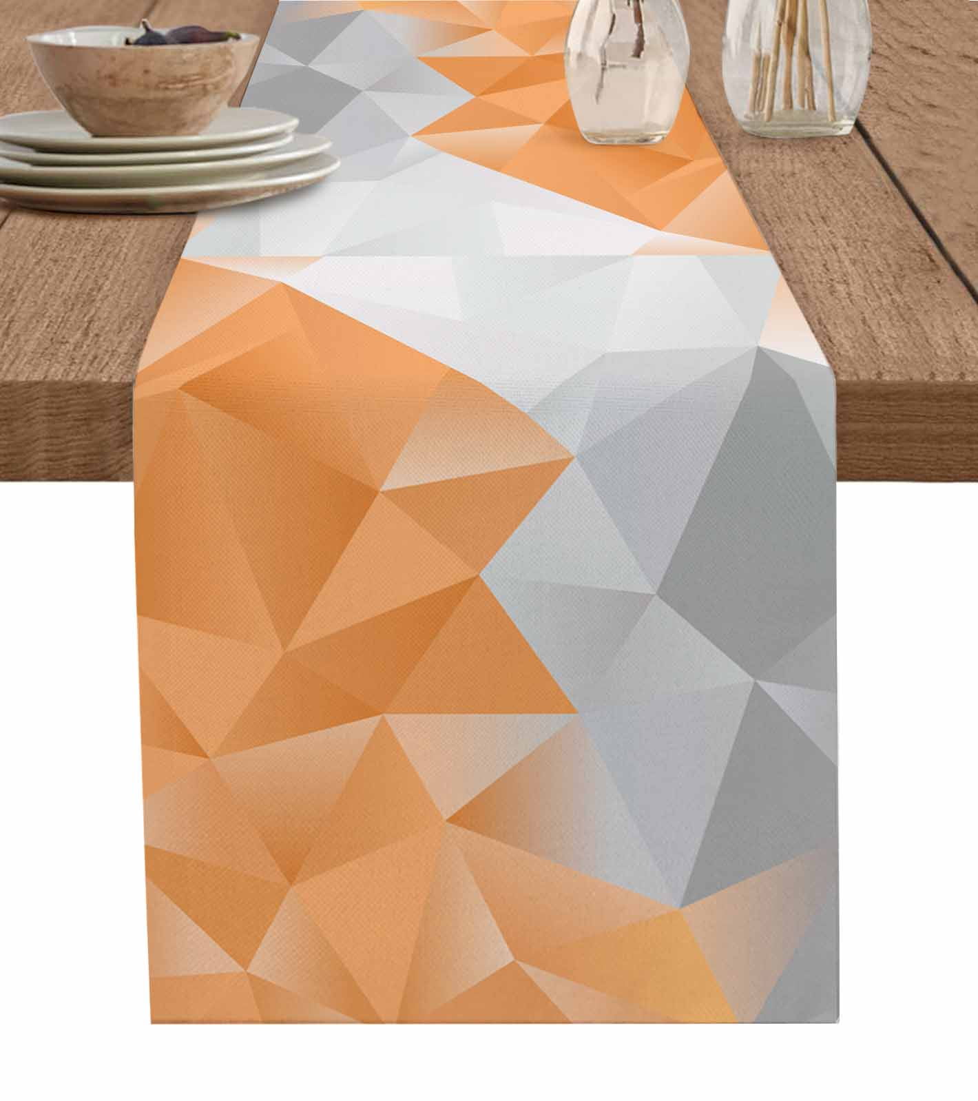 Abstract Gradient Orange Gray Triangle Table Runner Luxury Wedding r ...