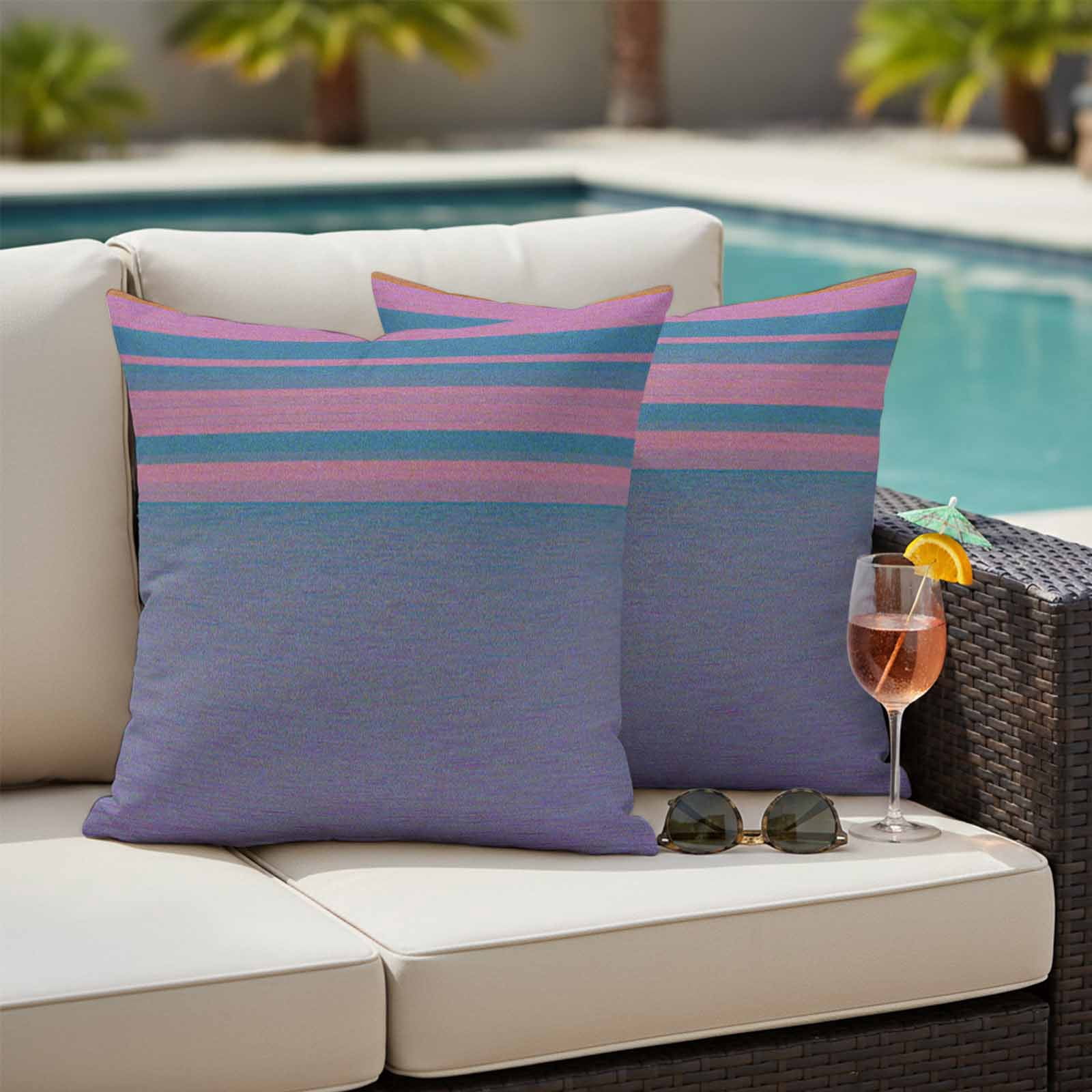 Abstract Gradient Outdoor Throw Pillow Covers Set of 2, Stripe Texture ...
