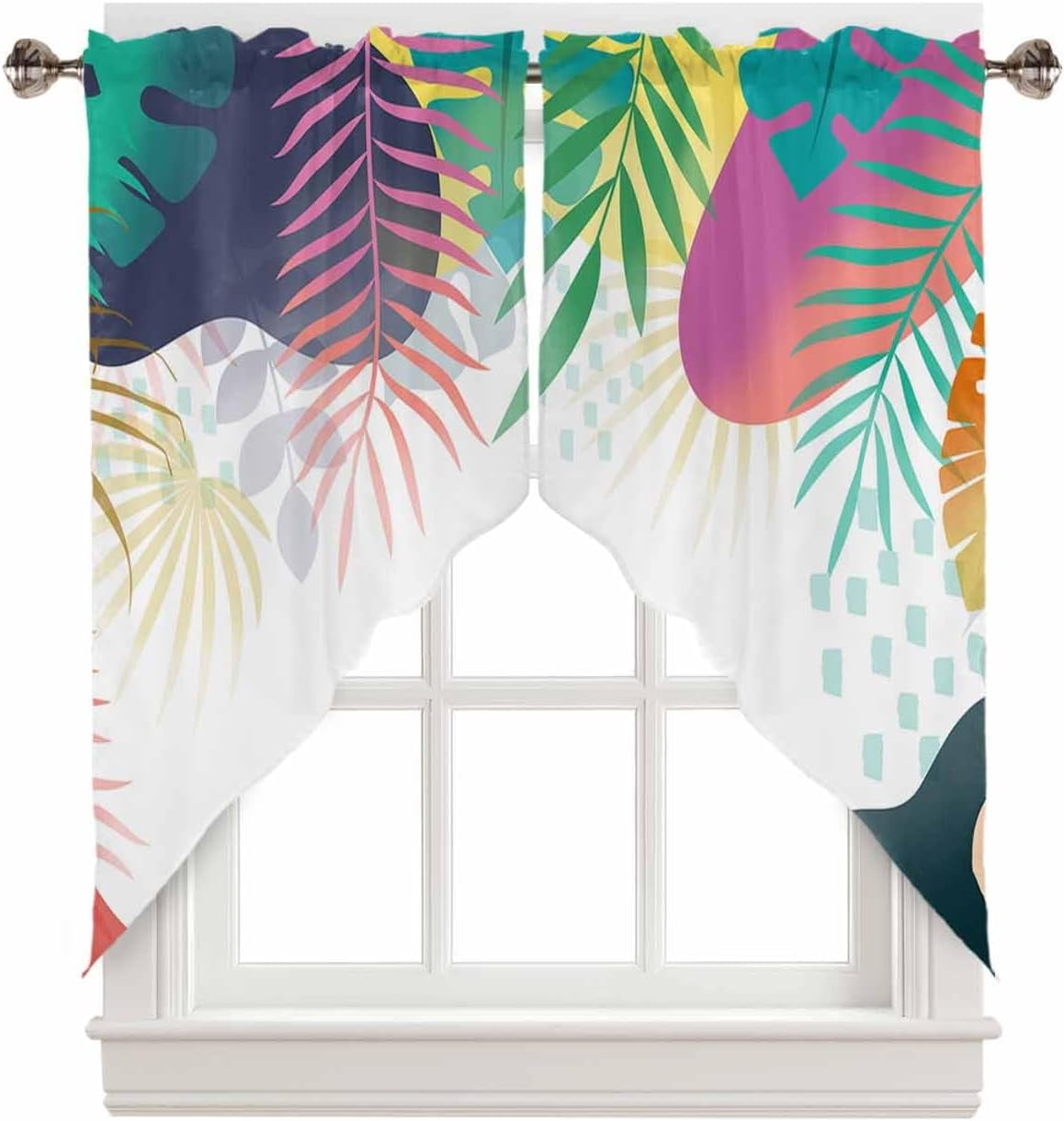 Abstract Gradient Pattern Swag Valances For Windows Rod Pocket Kitchen ...