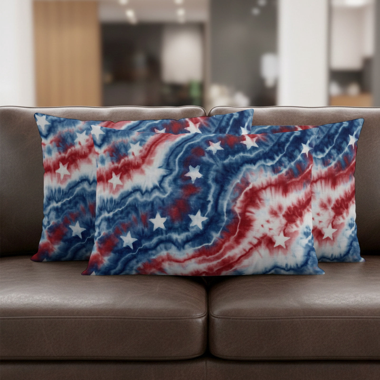 Abstract Gradient Pillow Covers Set of 4, Red Blue Tie-dye Stars U.S ...