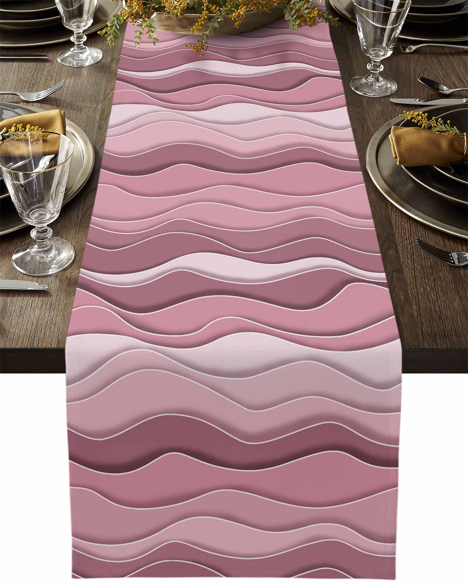 Abstract Gradient Pink Waves Table Runners 13x36 Inches Long Linen ...