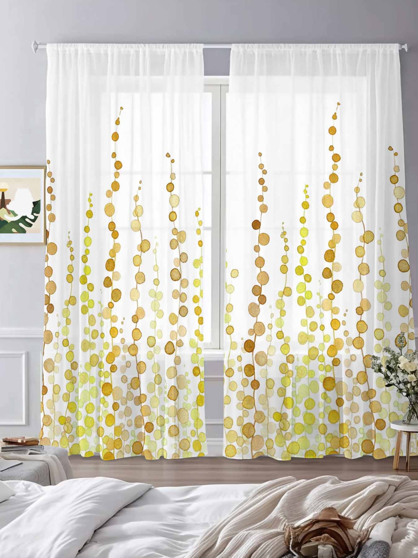 Abstract Gradient Polka Dot Chiffon Sheer Curtains 84 Inches Long ...