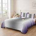 Abstract Gradient Purple Gray 3 Pieces Quilt Set,1 Quilt with 2 Shams ...
