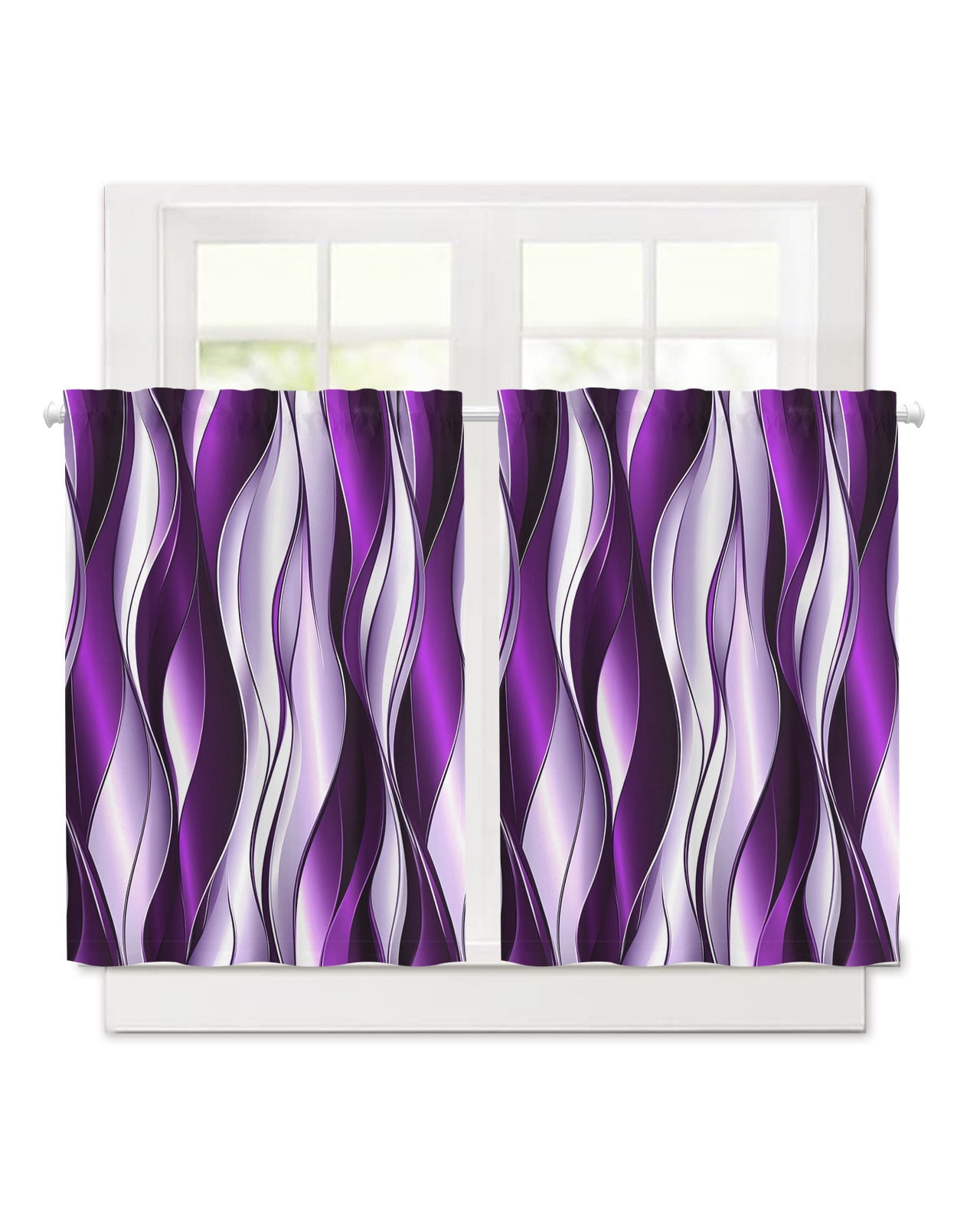 Abstract Gradient Purple Line Short Blackout Curtains 36 Inch Long ...