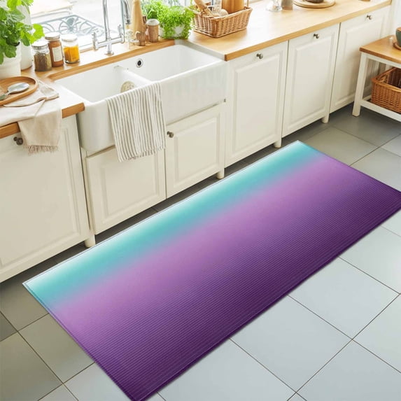Abstract Gradient Purple and Teal Rectangle Rug 2'x6' Stripe Modern Art ...