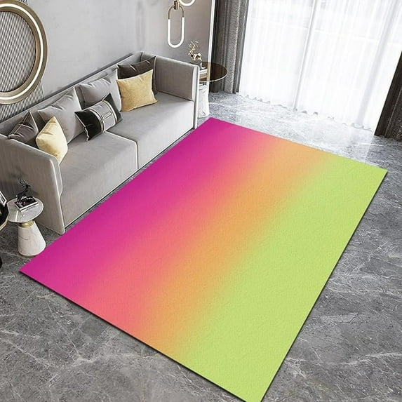 Abstract Gradient Rainbow Area Rug, Non Slip Easy Care Decorative Rugs ...