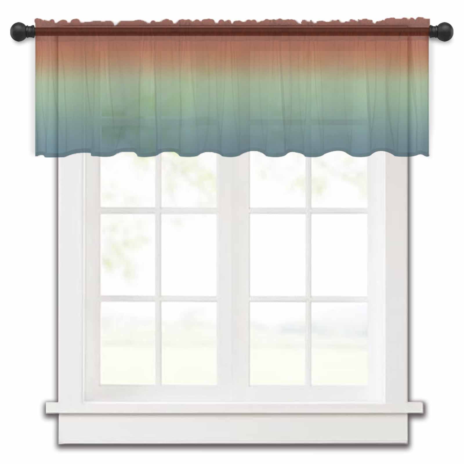Abstract Gradient Rust Red Blue Green Kitchen Small Window Curtain ...