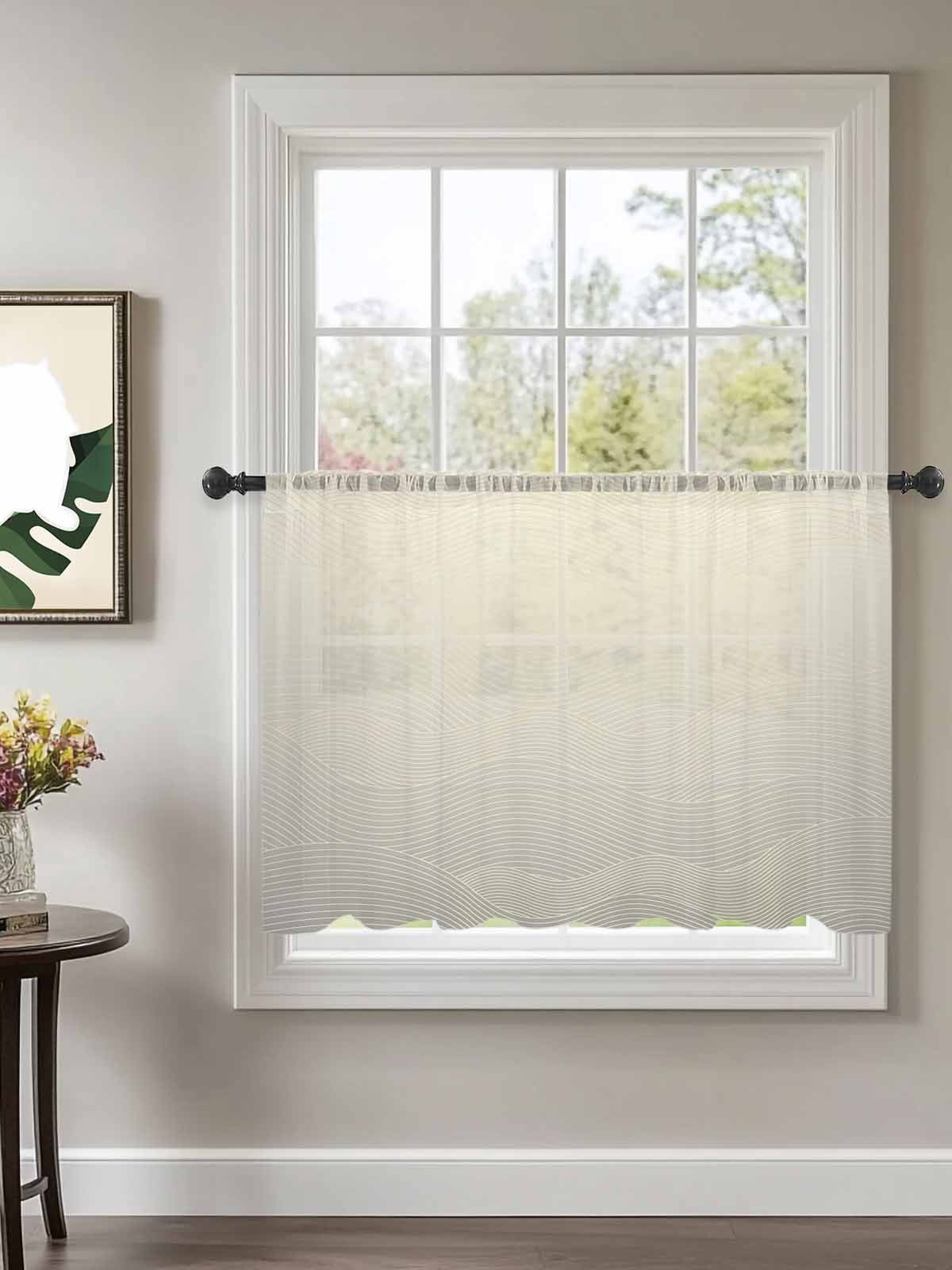 Abstract Gradient Sheer Curtains 54 Inch Long 1 Panel Line Art Rod ...