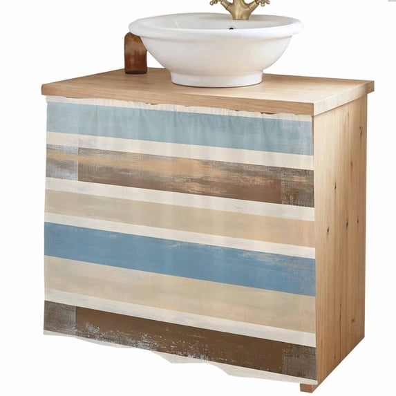 Abstract Gradient Stripe Cabinet Curtains Brown Blue Watercolor Sink ...
