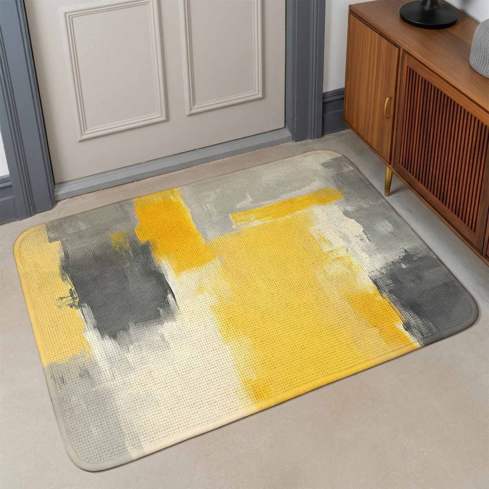 Abstract Gradient Stripe Front Door Mat Indoor Entrance, Gray Yellow ...